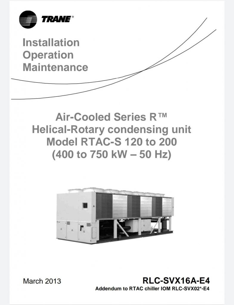 trane-chiller-r series-manuals-liquid-chiler | Sancooler - Chiller Servisi