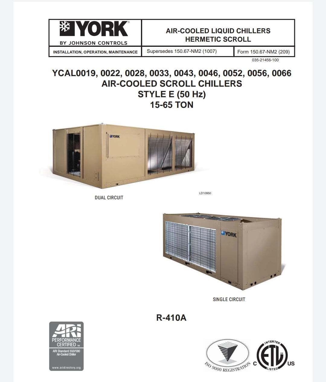 york-ycal-series-scroll-air-cooled-katalog | Sancooler - Chiller Servisi